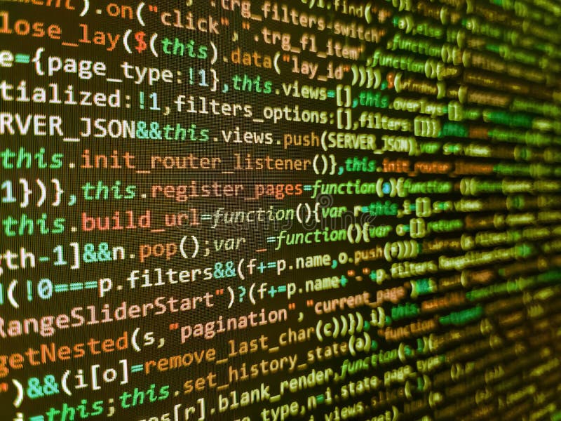 Programmer Working In Computer Screen Abstract Computer Script Source Code Stock Image Image