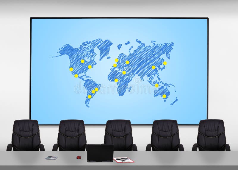 Screen with world map stock photo. Image of planet, office - 49658872