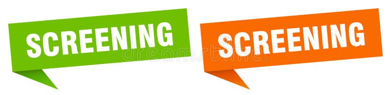 Screening Banner. Screening Speech Bubble Label Set Stock Vector ...