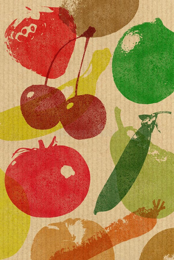 Screenprint Grocery Paper Bag Stock Illustration - Illustration of ...