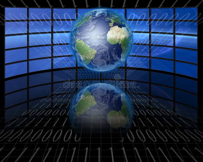 Screens and Binary with Earth Stock Illustration - Illustration of flat ...