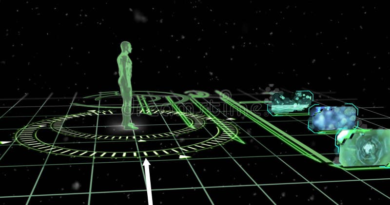 Screens with Data Processing and Human Body Model Over a Round Scanner ...