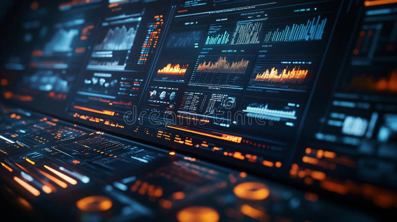 Screens Data and Trend Analysis, Digital Finance. Background Commonly ...