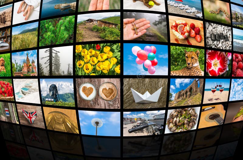 Screens Forming a Big Multimedia Broadcast Video Wall Stock Photo ...