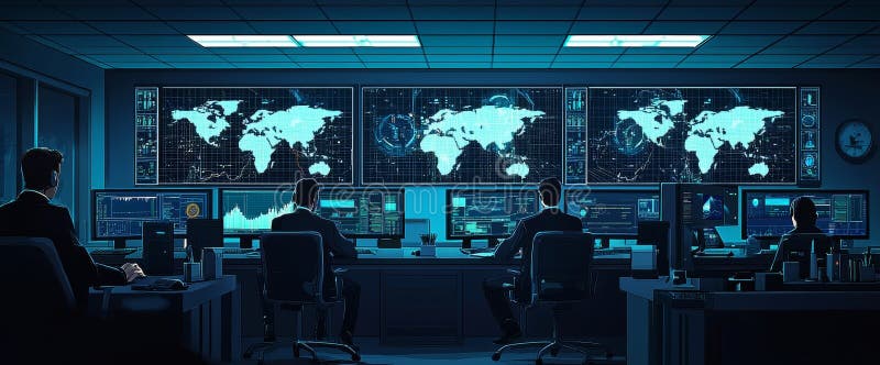 On Screens, High-tech Command Centers Monitor Global Operations Stock ...