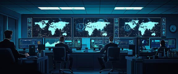 On Screens, High-tech Command Centers Monitor Global Operations Stock ...
