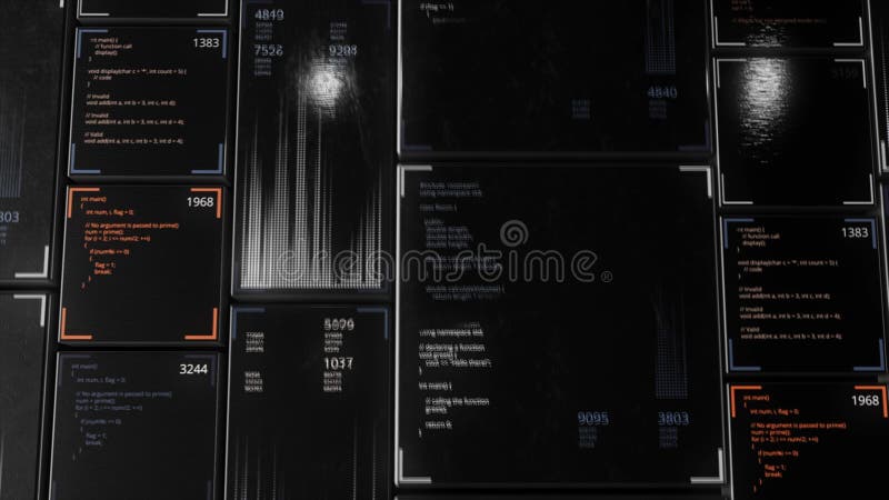 Screens of Programming Code on Black Background, Seamless Loop ... Screens of Programming Code on Black Background, Seamless Loop ...