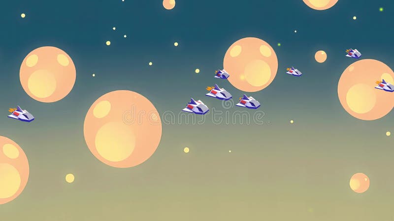 Space Travel among Planets: Animated Scene Featuring Spaceships among ...