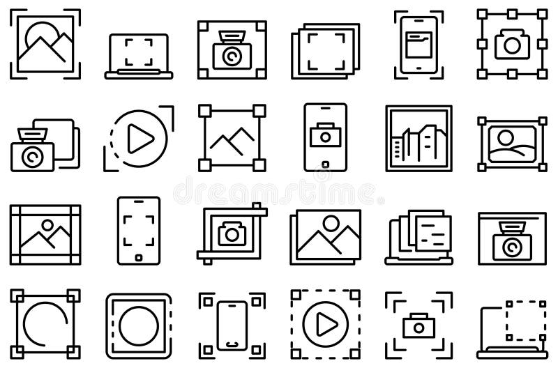 Screenshot Icons Set Outline Vector. Take App Stock Vector ...