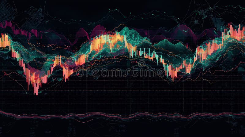 Screenshot of a Stock Market Chart Displaying Red and Green Trend Lines ...