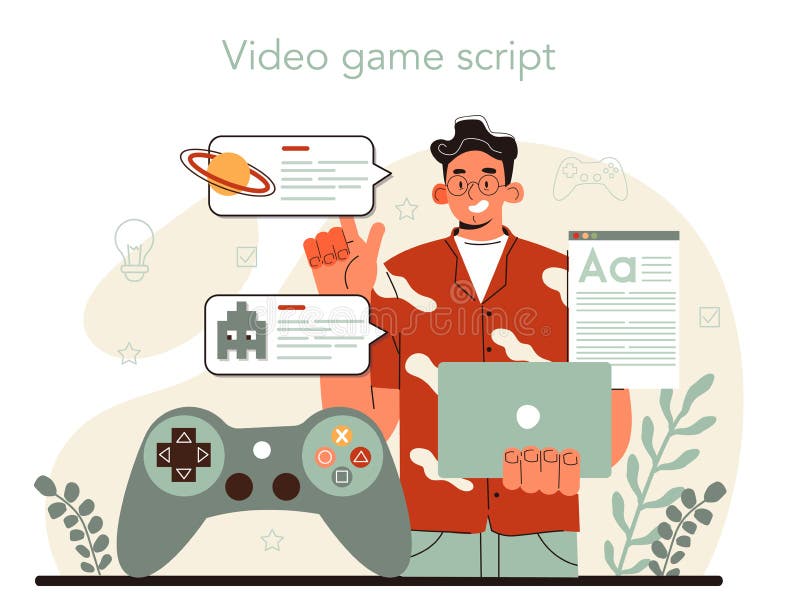 Screenwriter Concept. Playwright Create a Screenplay for a Video Game ...