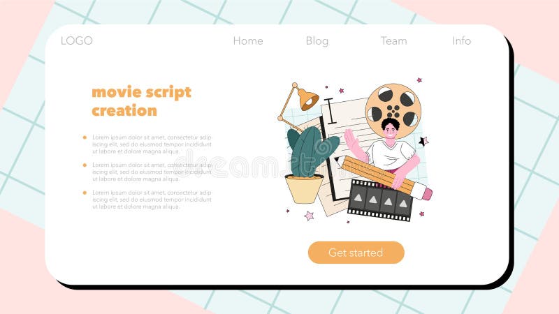 Screenwriter Web Banner or Landing Page. Playwright Create Stock Vector ...