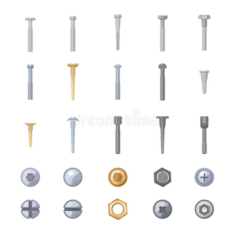 Screw-bolt Icons Set Cartoon Vector. Head Stock Vector - Illustration ...
