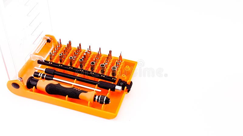 Driver Tool Kit in Plastic Box Stock Photo - Image of isolated ...