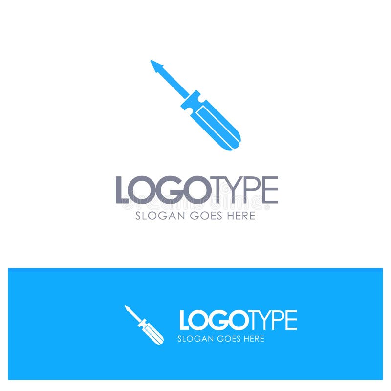 Screw, Driver, Tool, Repair, Tools Blue Solid Logo with Place for ...