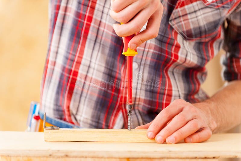Carpenter with Workpiece in Carpentry Stock Photo - Image of working ...
