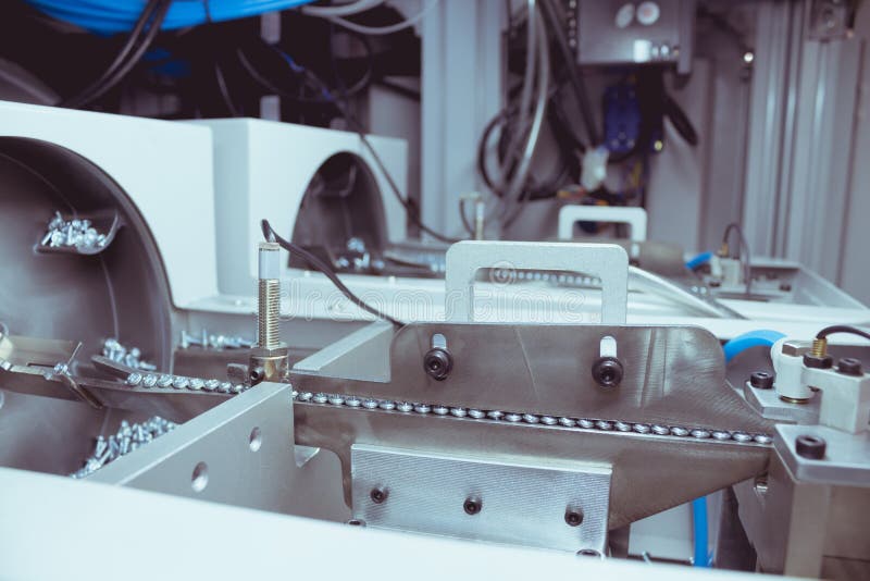 In feeder of machine. stock image. Image of metal, manufacturing ...