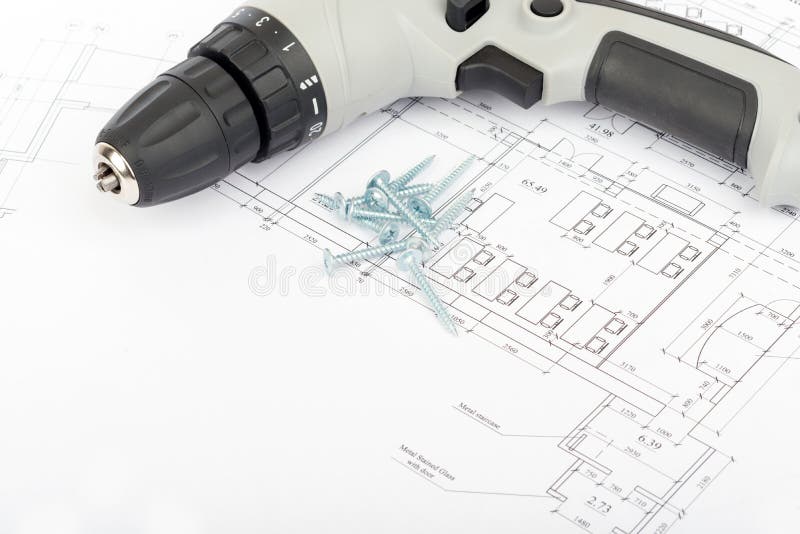 Gun on draft with screws stock photo. Image of plastic - 60116612