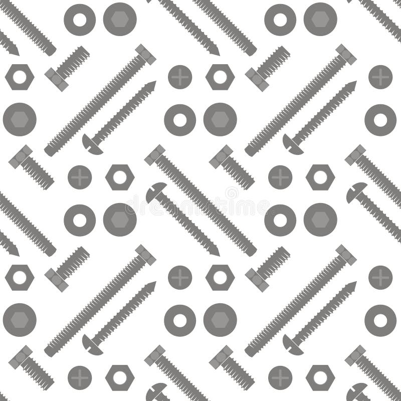 Hex Bolt Seamless Pattern Design Illustration Isolated on White ...