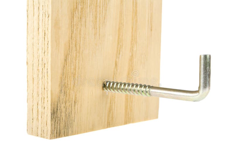 Hook Screwed on the Wooden Plank Stock Image - Image of board, plank ...