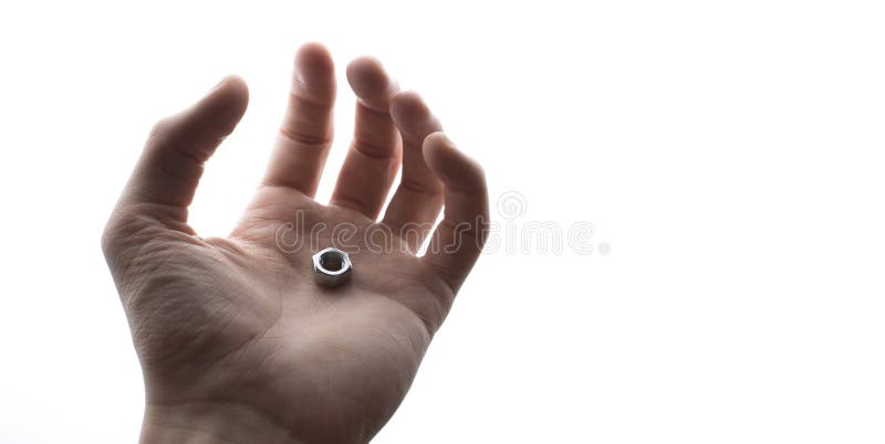 Screw-nut in hands stock image. Image of steel, laboring - 202061007
