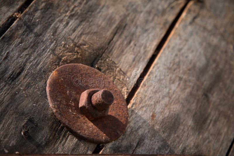 The Nut is Rust on Old Wood Stock Image - Image of grunge, head: 104617523
