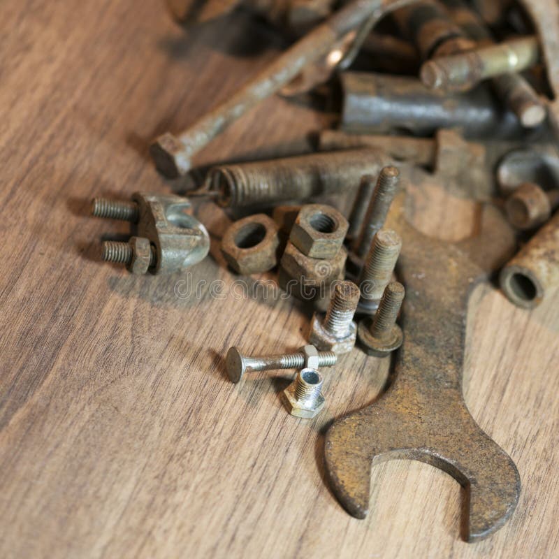 Corrosion on the Bolt with Nut Holding the Heavy Metal Column Stock ...