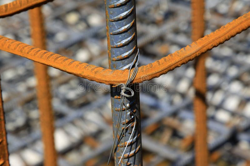 Steel binding together stock image. Image of grid, concrete - 216400247