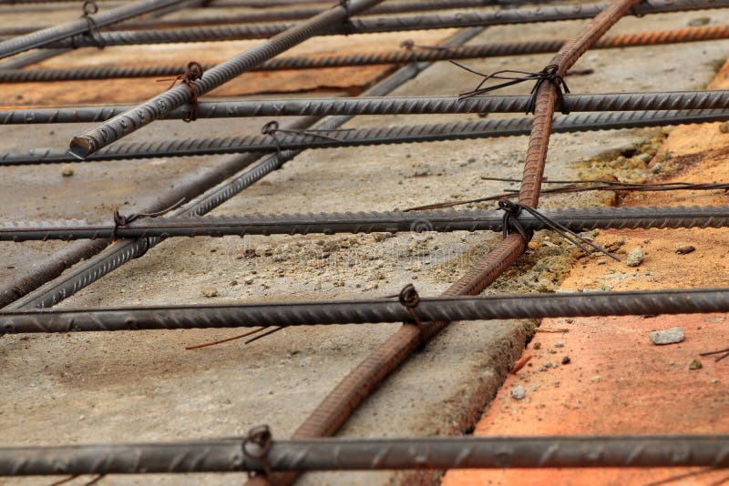 Thread Steel Bar Framework in the Construction Site. Steel Rebars for ...