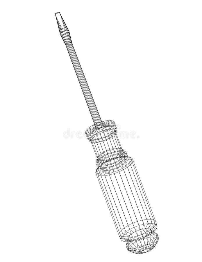 Screwdriver Architect Blueprint - Isolated Stock Illustration ...