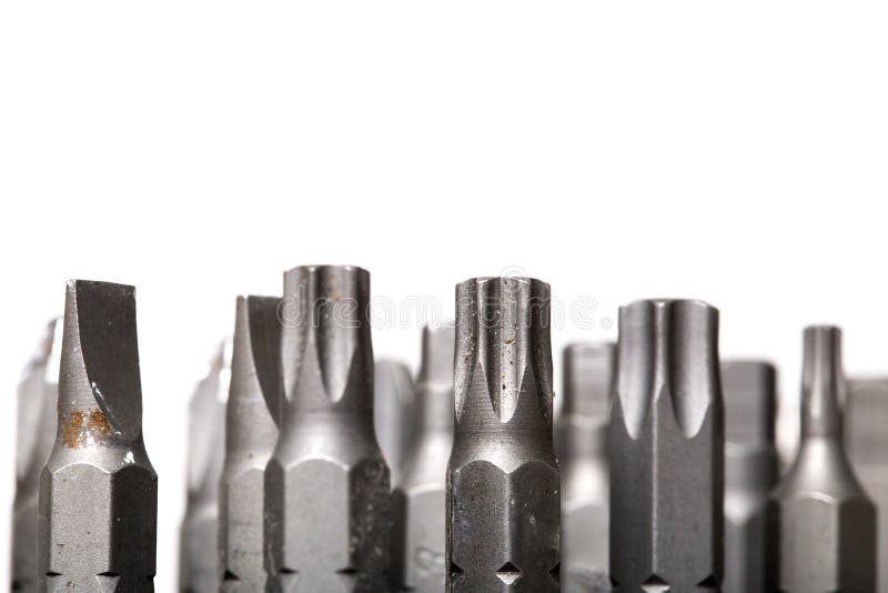 Screwdriver Bits Collection Isolated on White Stock Photo - Image of ...
