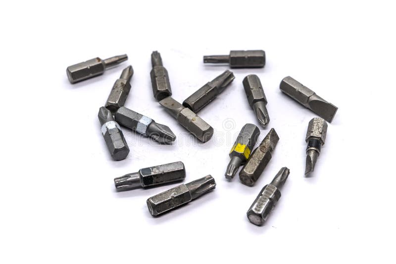 Screwdriver Bits, Random Selection on White Background Stock Image ...