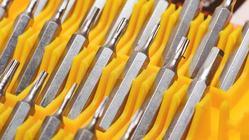 Screwdriver Bits in a Plastic Container Closeup Stock Image - Image of ...