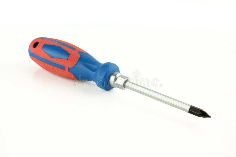 Screwdriver with Blue and Red Handle Isolated on White Background Stock ...