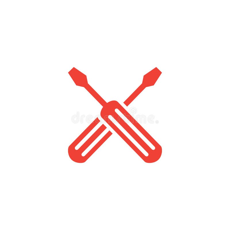 Screwdriver Crossed Red Icon on White Background. Red Flat Style Vector ...