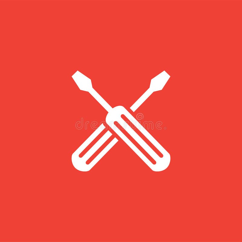 Screwdriver Crossed Red Icon on White Background. Red Flat Style Vector ...