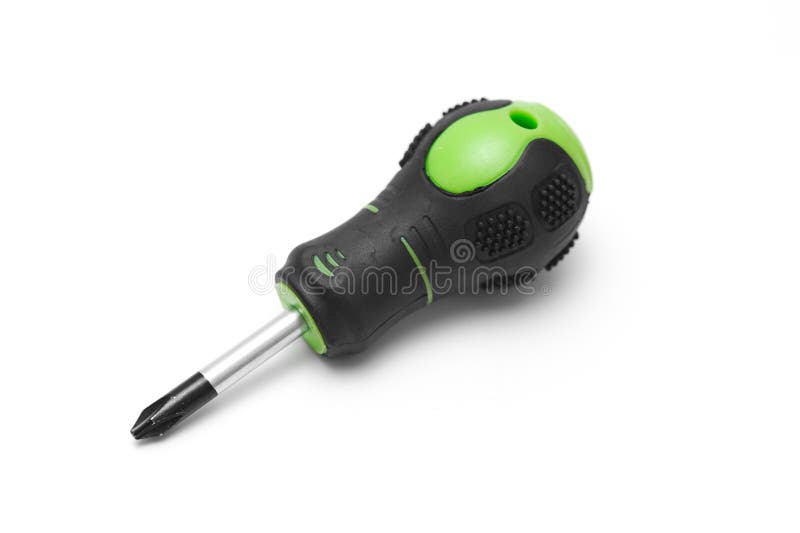Screwdriver with Green Handle on a White Background. Stock Image ...