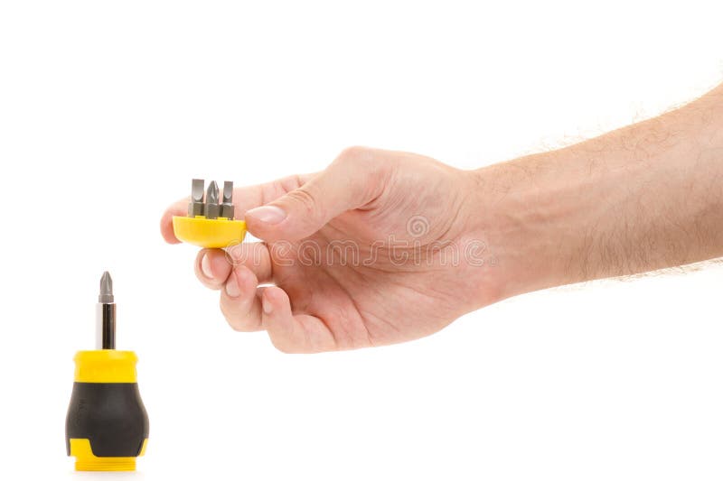 Screwdriver in hand stock image. Image of chrome, home - 106028447