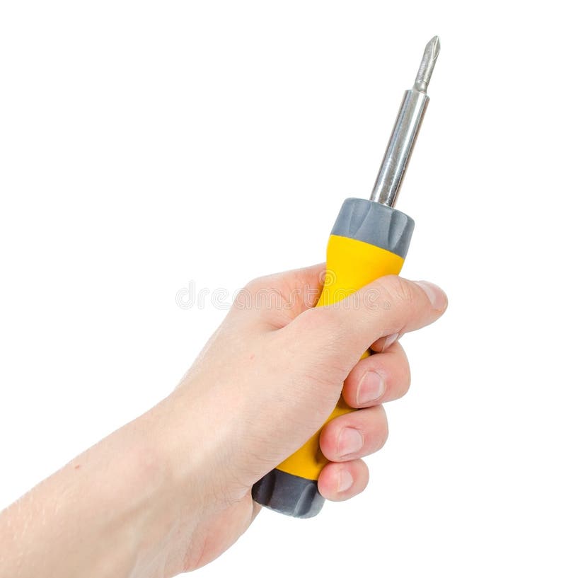 Screwdriver in Hand Isolated on White Background. Stock Photo - Image ...