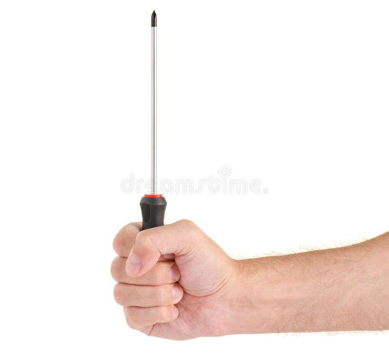 Screwdriver in hand stock photo. Image of color, design - 121646606