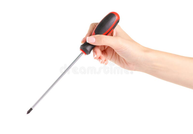 Screwdriver in hand stock photo. Image of carpentry - 121646884