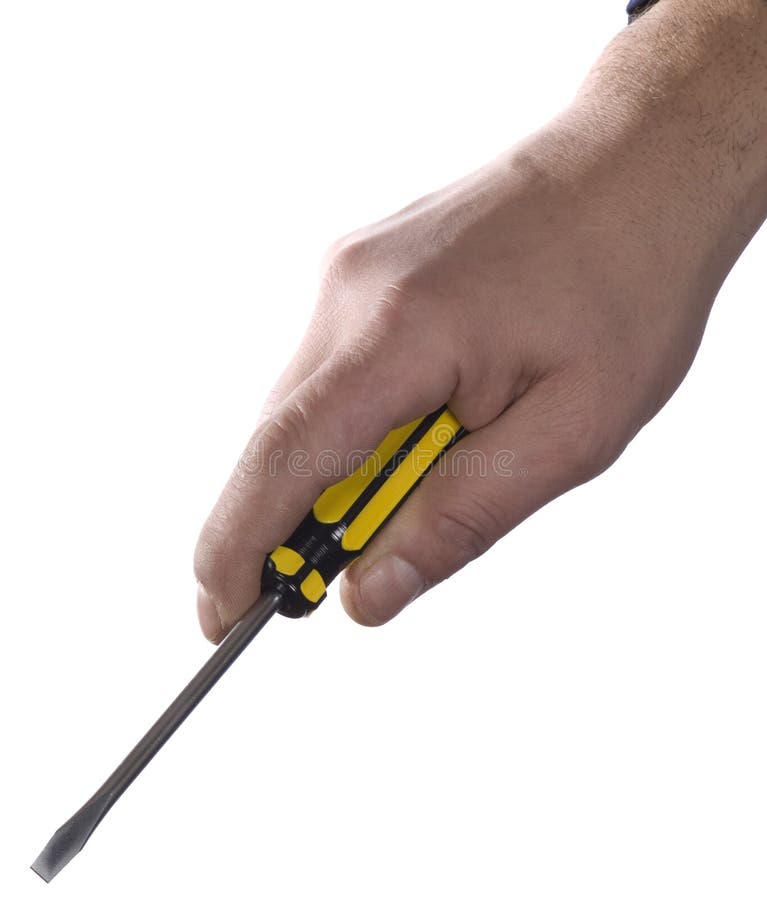 Screwdriver in the hands stock photo. Image of isolated - 12827156