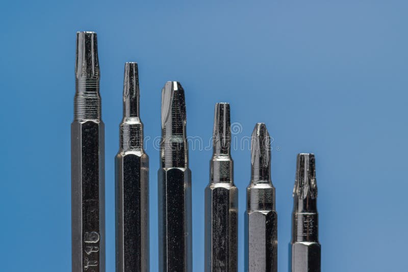 Screwdriver Set Different Types of Metal Steel Heads and Bits Stock ...