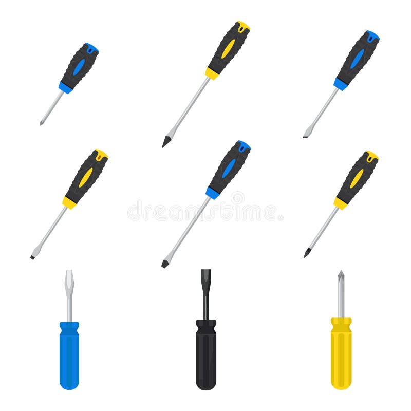 Screwdriver Icons Set Cartoon Vector. Construction Element Stock Vector ...