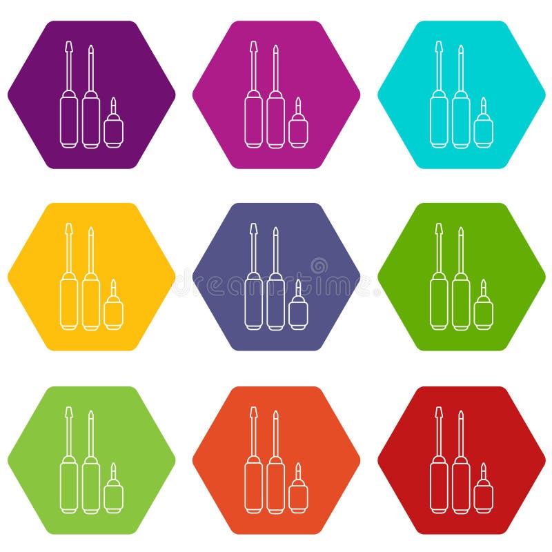 Screwdriver Icons Set 9 Vector Stock Vector - Illustration of steel ...