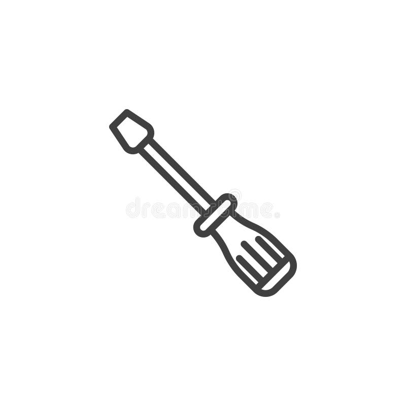 Screwdriver in Line Art Style. Hand Drill Stock Vector - Illustration ...
