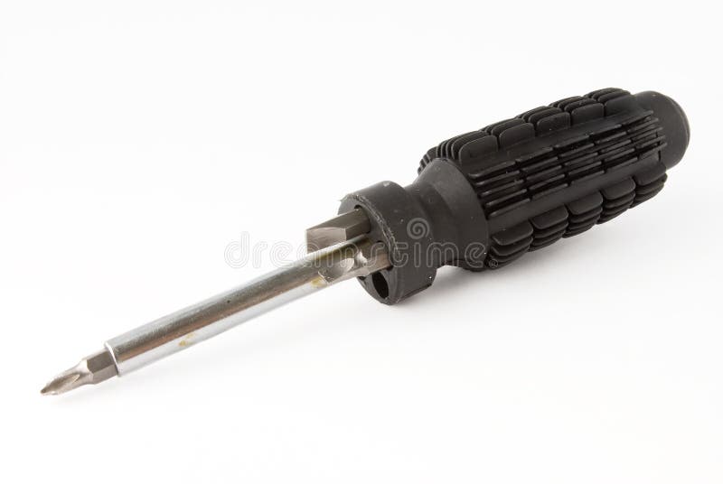Screwdriver over white stock photo. Image of drill, metallic - 14512994