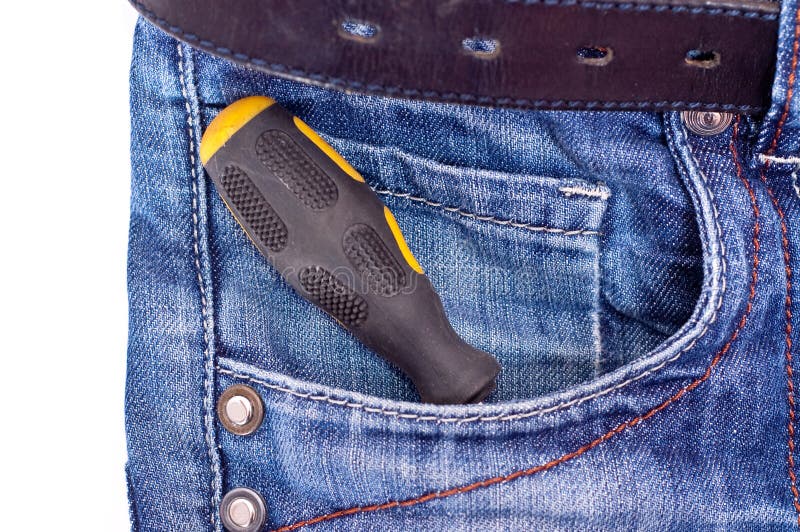 Screwdriver in pocket stock image. Image of clothing - 13505199