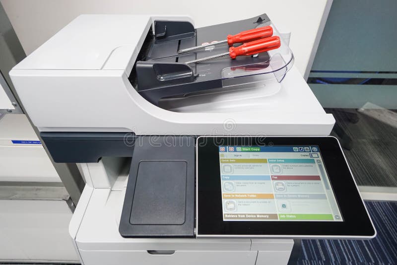 Red Screwdriver for Printer Repair Assistance Stock Image - Image of ...