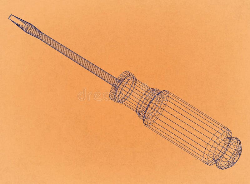 Screwdriver - Retro Architect Blueprint Stock Image - Image of steel ...